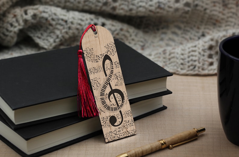 Music Notes & Piano Keys Themed Wood Bookmark With Tassel - Etsy