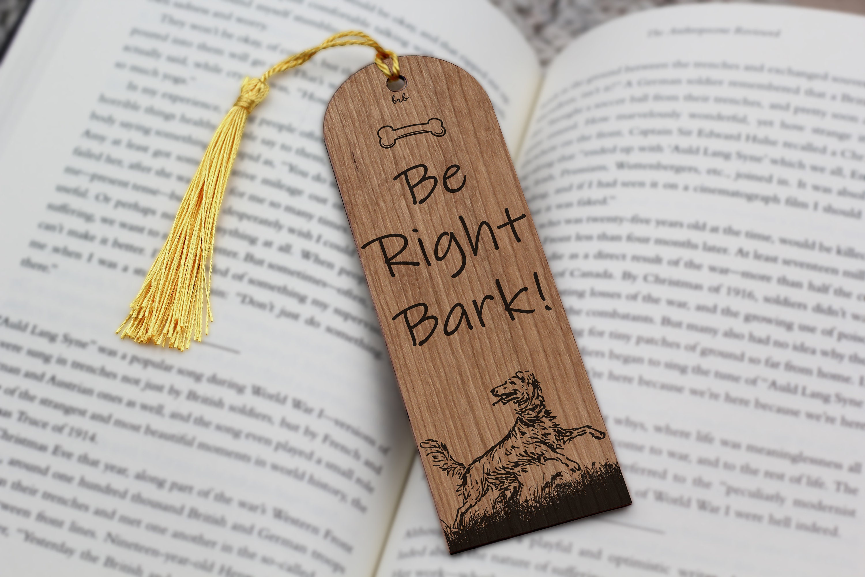 Dog Pun Themed "be Right Bark" Wood Bookmark With Tassel - Etsy