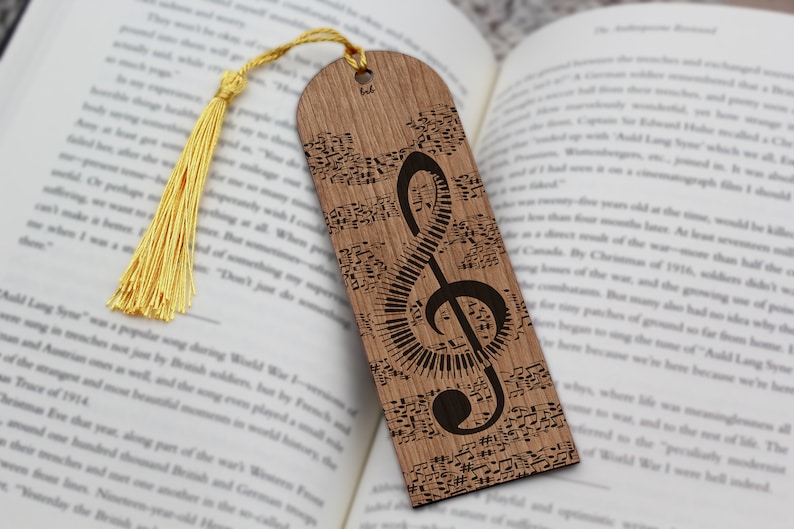 Music Notes & Piano Keys Themed Wood Bookmark With Tassel - Etsy