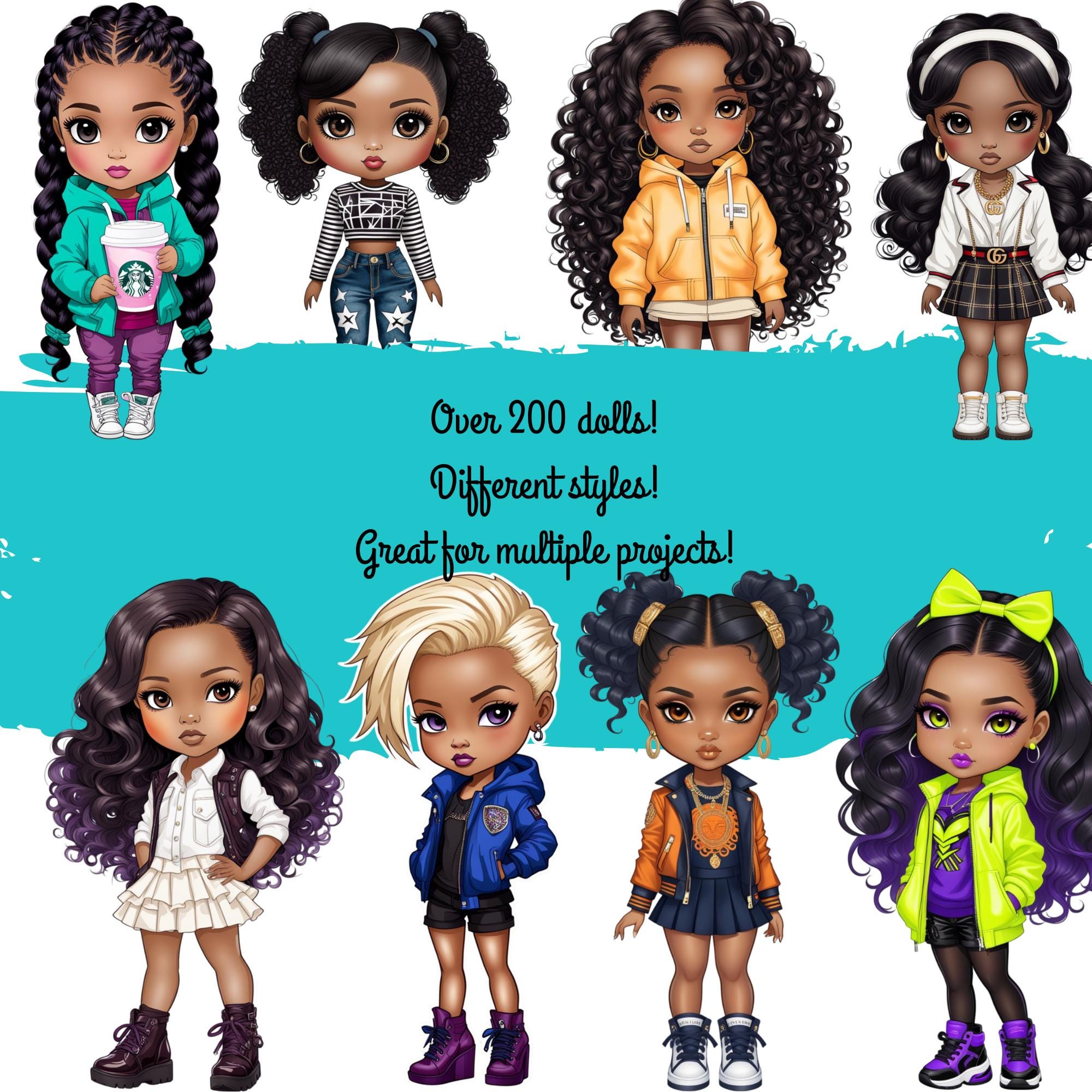 Black Girl Chibi Clipart, Cute Afro Girl Pngs, Diverse Planner Stickers ...