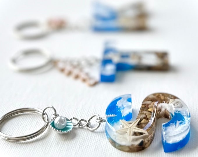 Personalized Initial and Number Keychain. Beach/ocean Style. Underwater ...