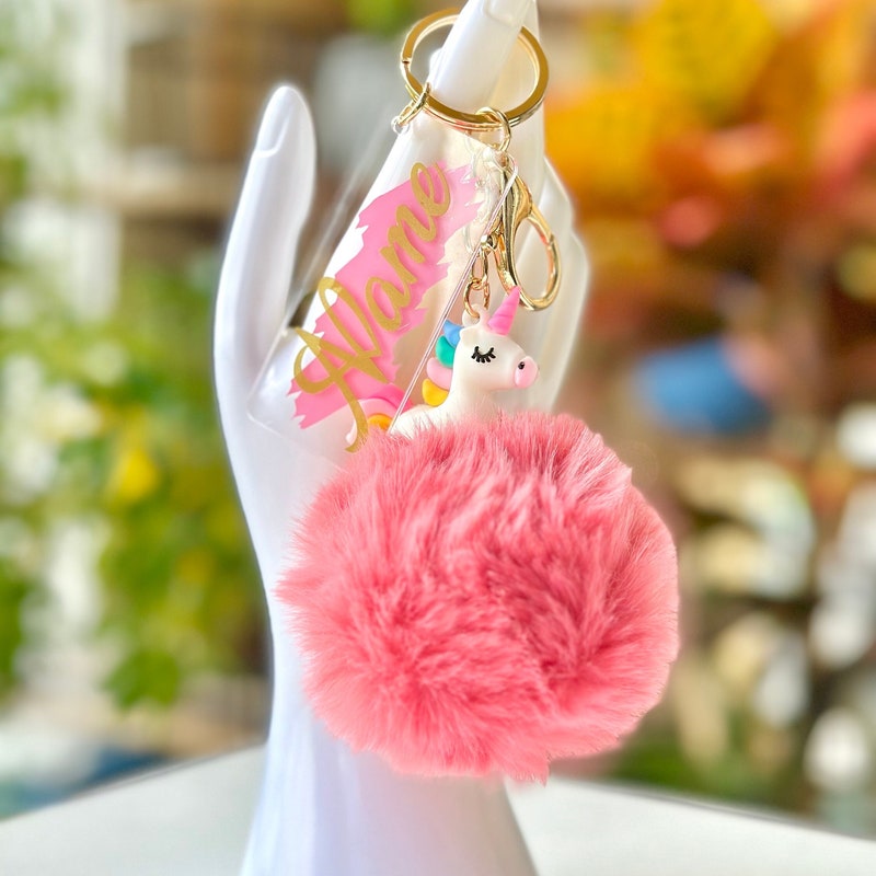 Pompom Keychain - Etsy