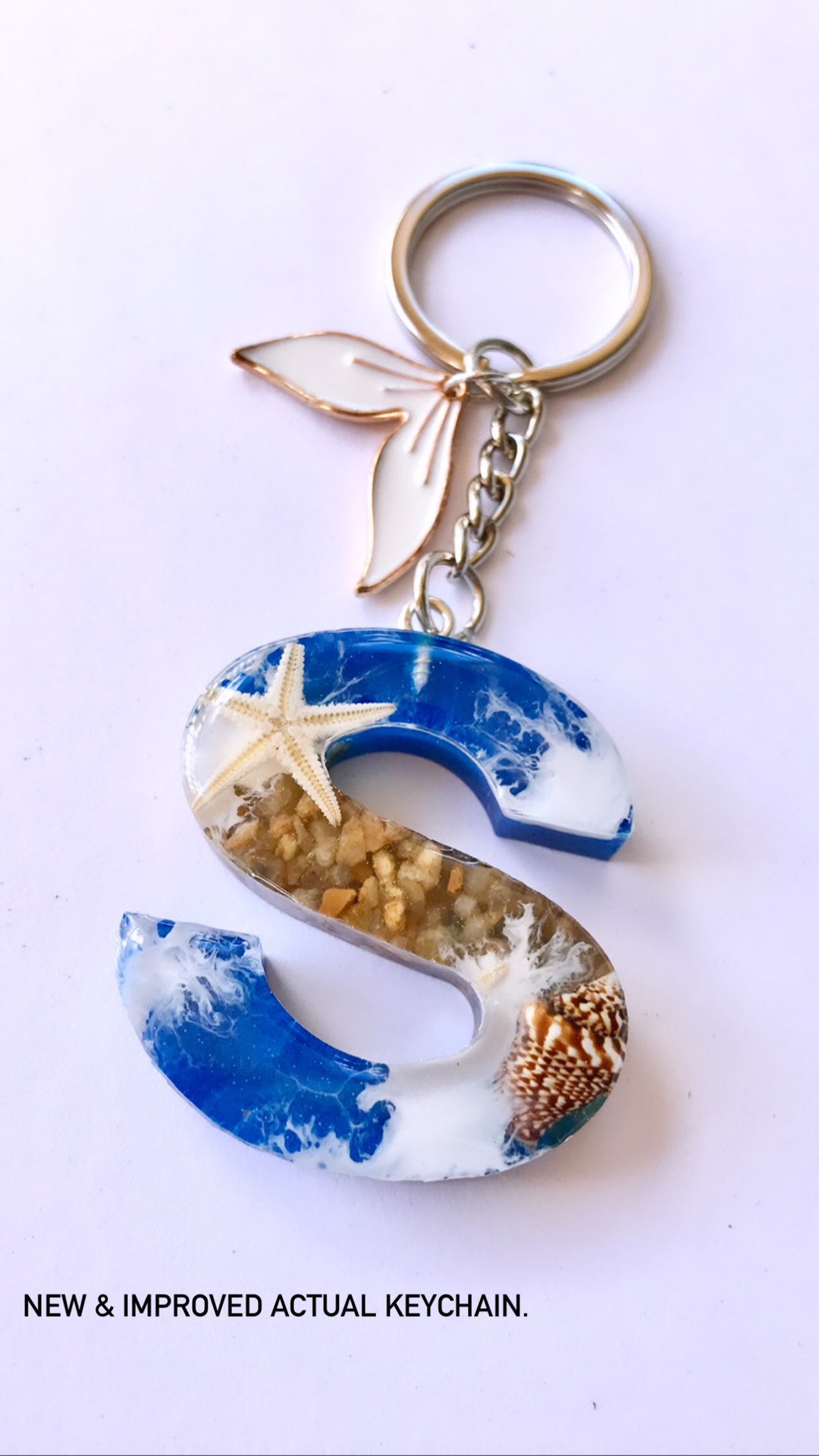 Personalized Initial and Number Keychain. Beach/ocean Style. Underwater ...