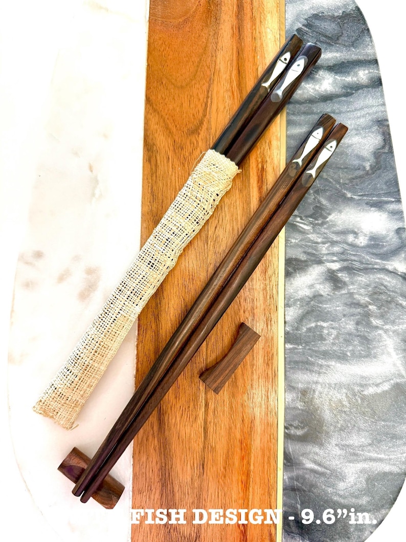 Handmade Filipino Chopsticks With Shell Inlay & Holder - Etsy