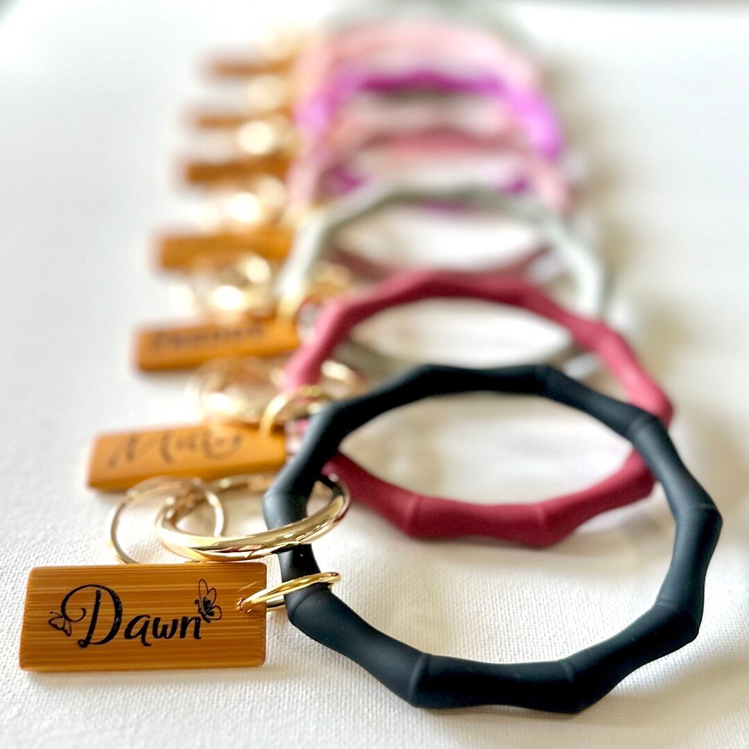 Bamboo Style Silicone Bangle Key Holder | Personalizable | Key Holder ...