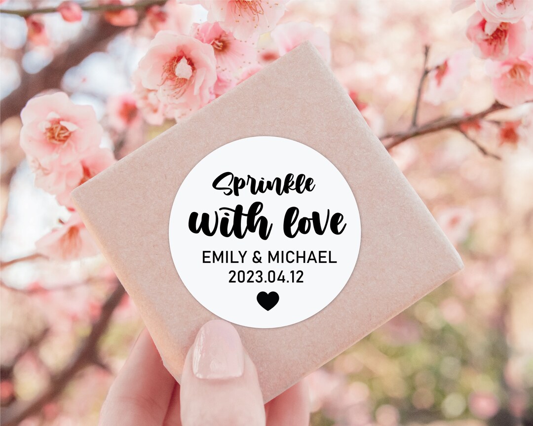 1.5” Custom Sprinkle With Love Sticker – Personalized Names & Date ...
