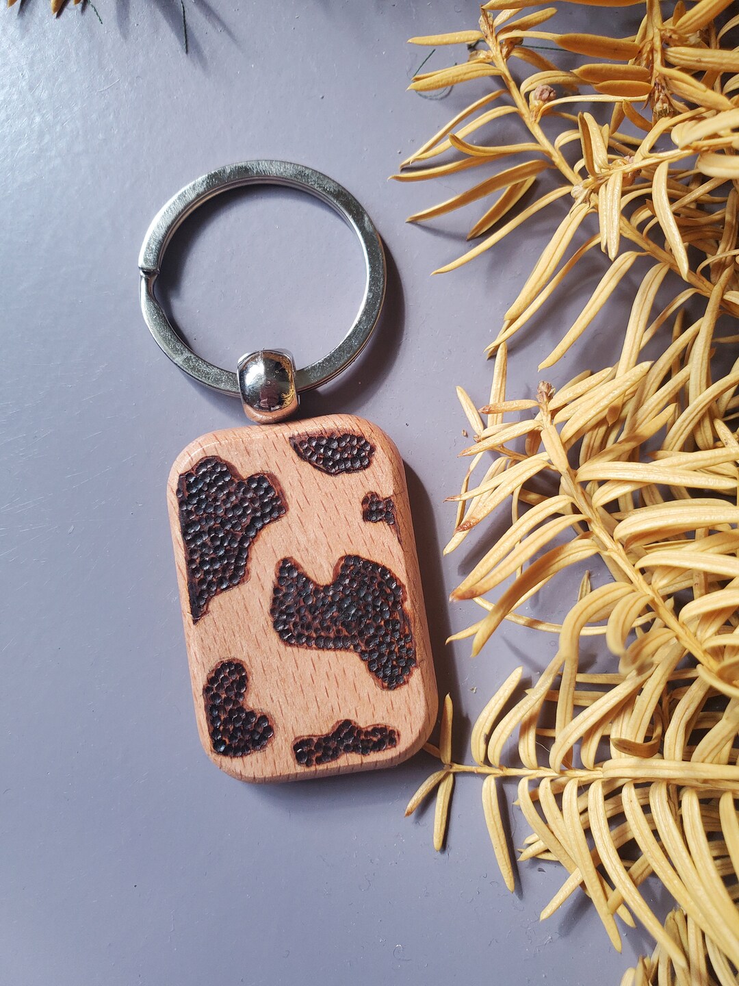 Cow Print Keychain - Etsy