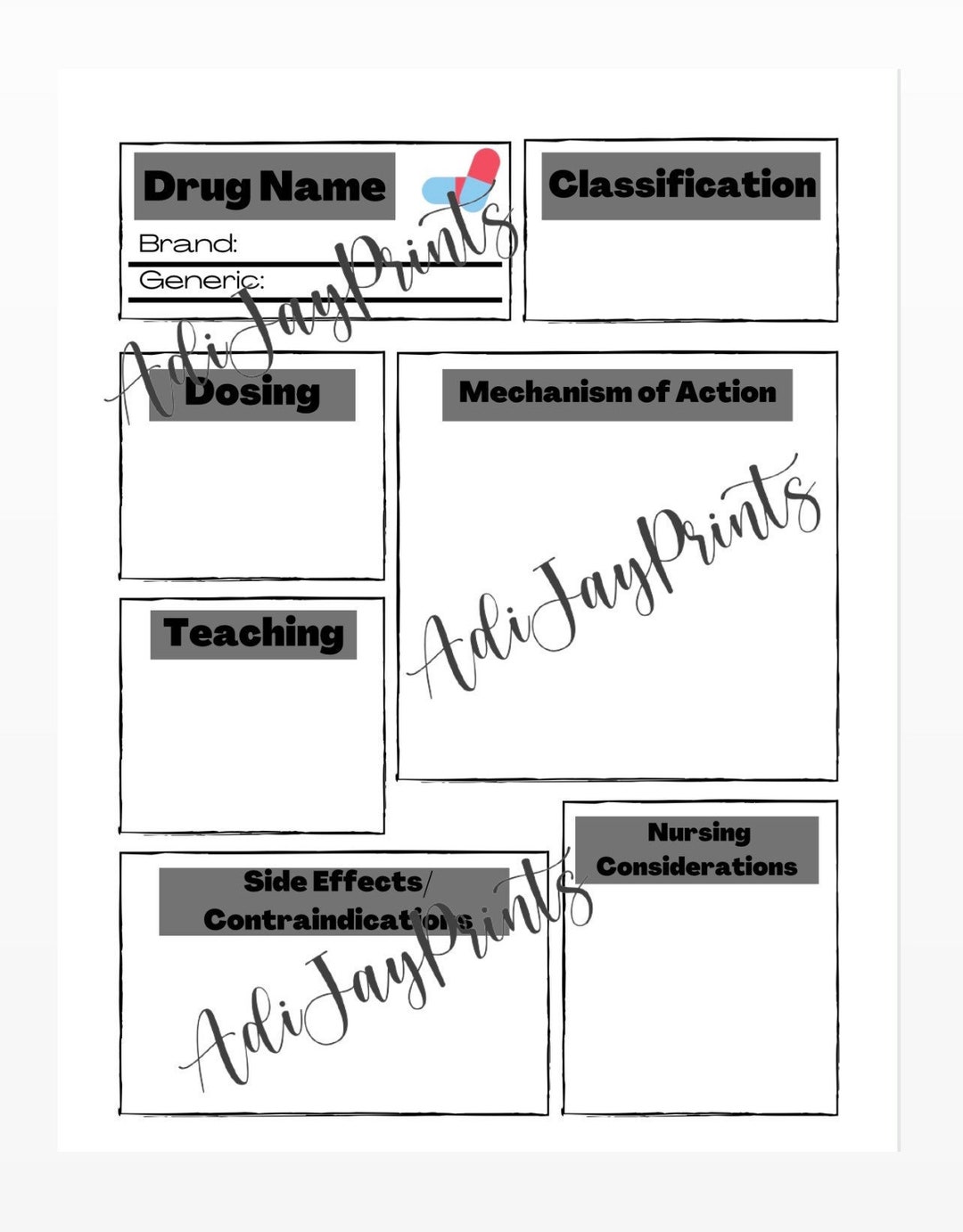 Drug Card-medication Card-nursing School Template - Etsy