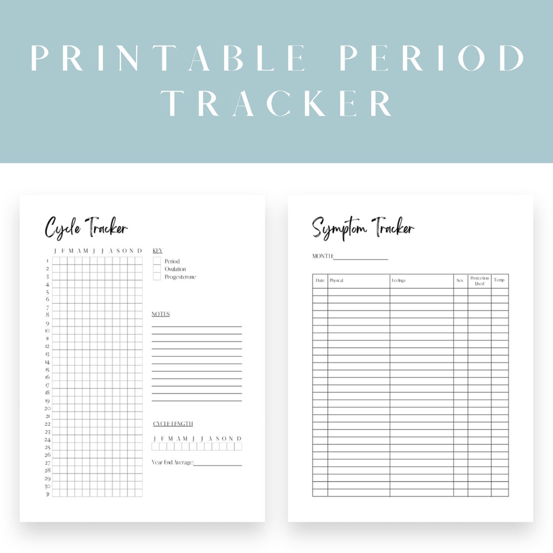 Printable Period Tracker, Period Symptom Tracker, Cycle Tracker, Ready ...