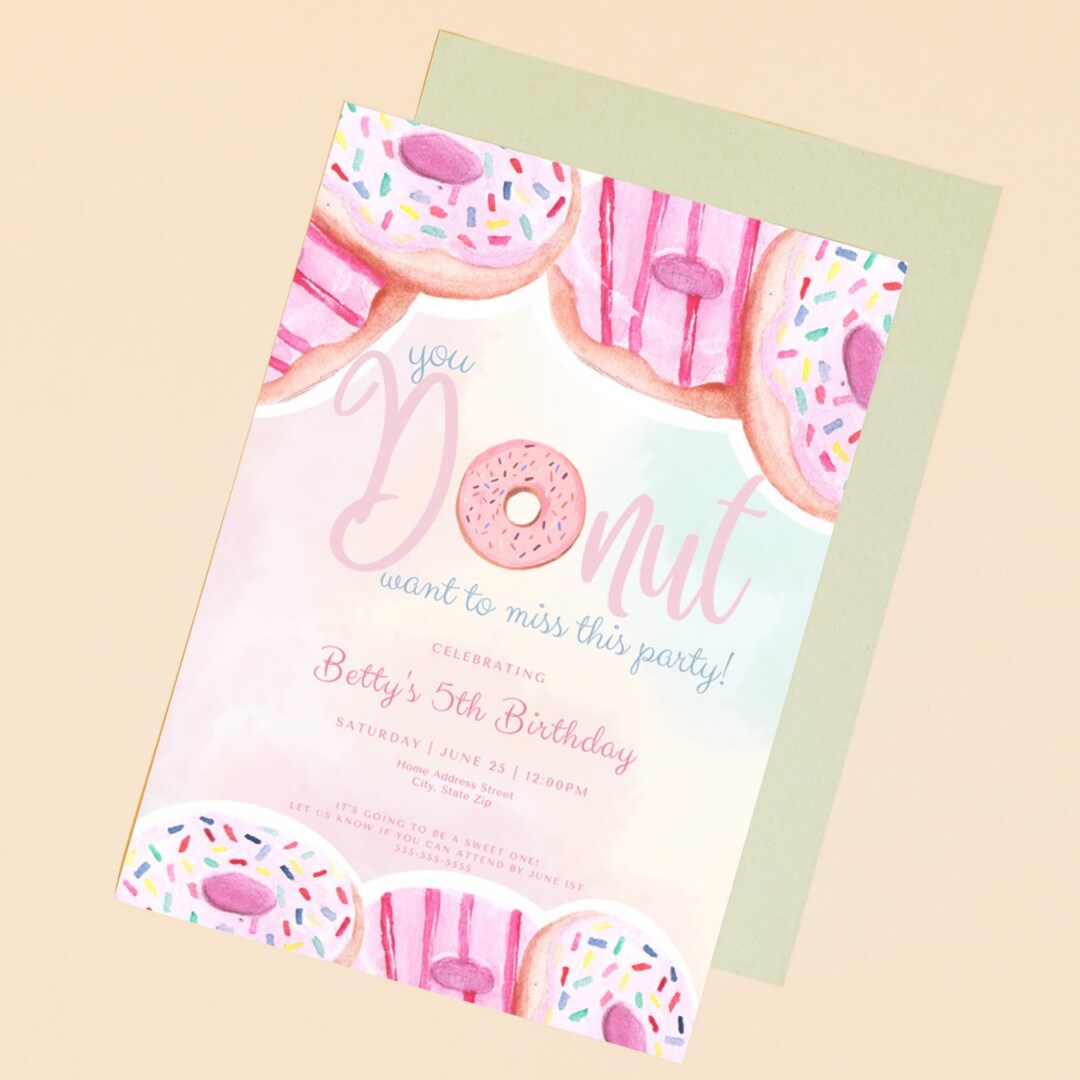 Donut Birthday Party Invitation and Table Signs, Donut Party Theme and ...