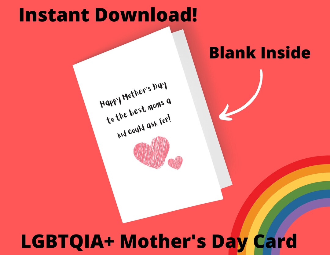 LGBT Printable Two Moms Mother's Day Card - Etsy