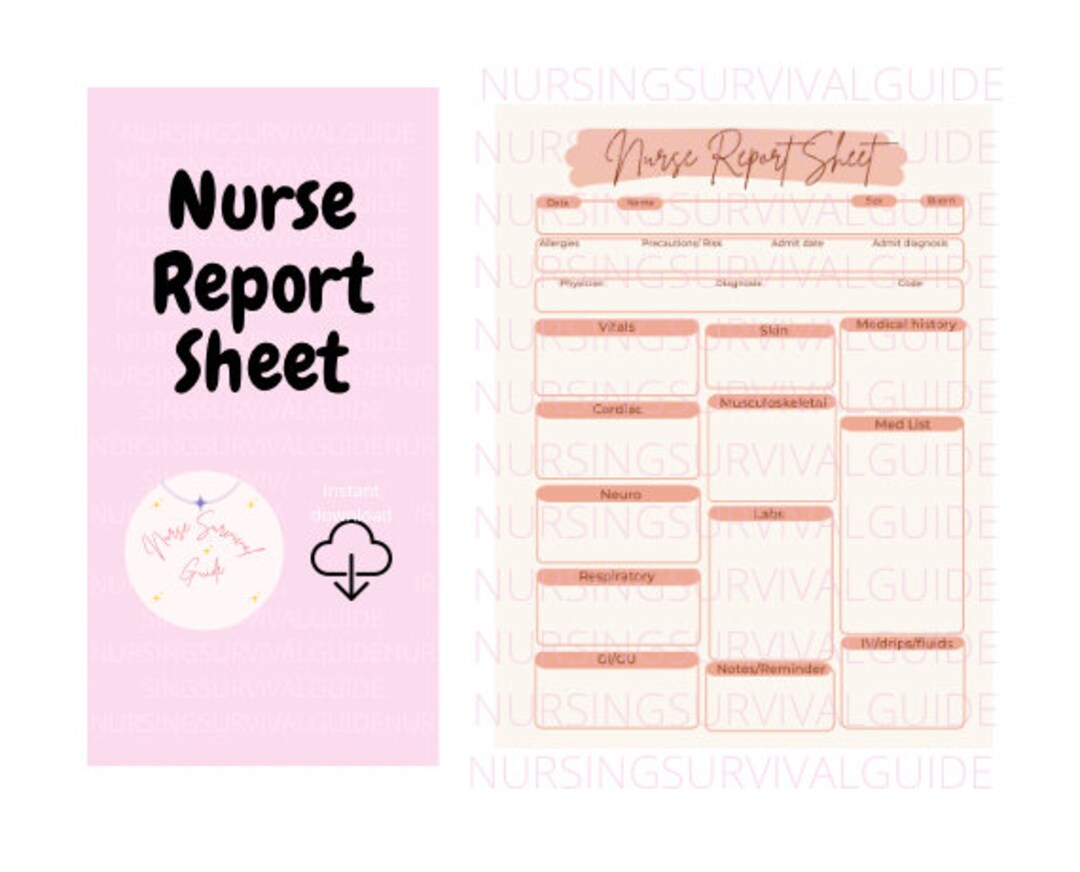 PDF Nursing Report Sheet LPN Report Sheet Report Sheet - Etsy Australia