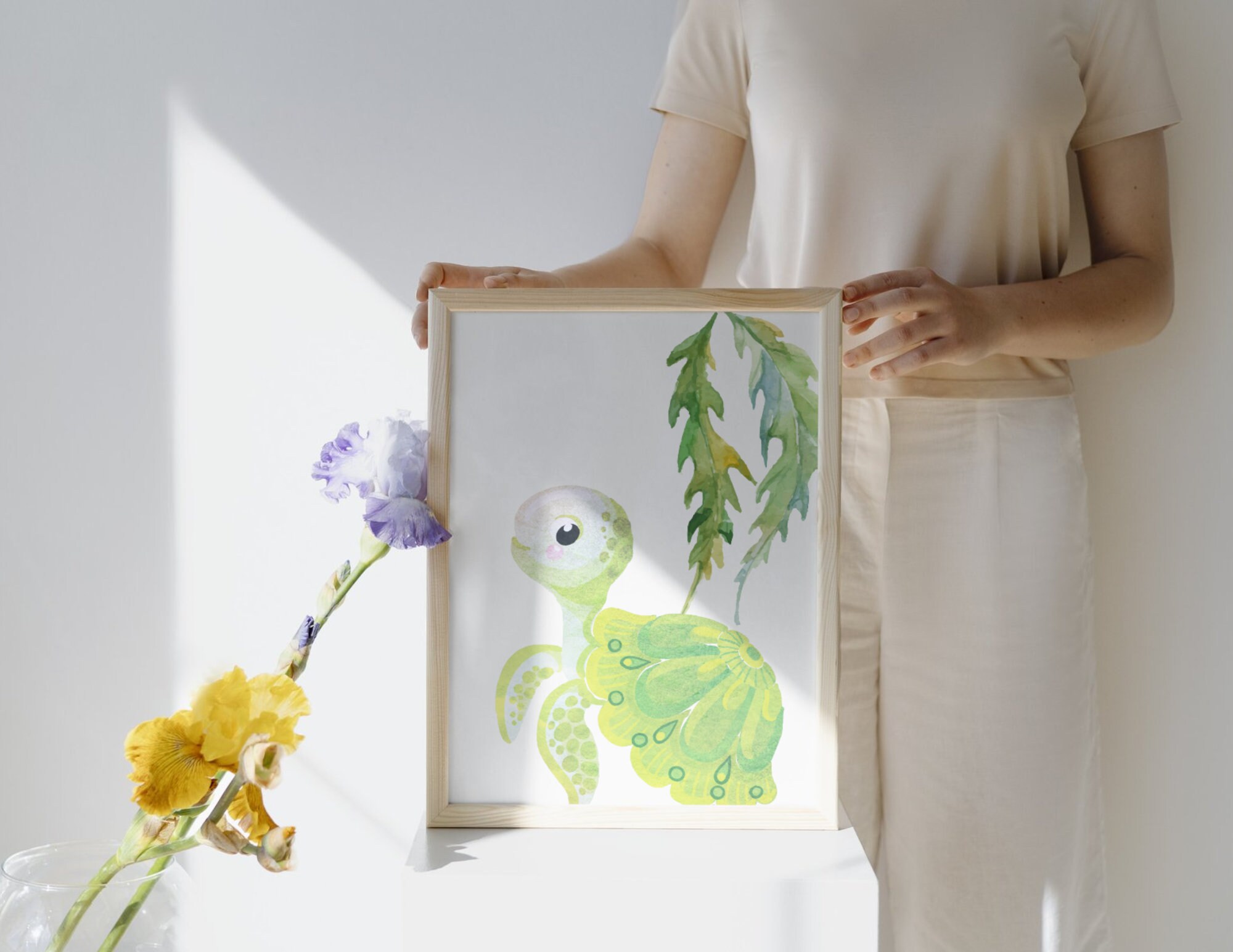 Printable Baby Animal Bundle, Watercolor Unicorn, Baby Turtle Art, Ladybug Watercolor Poster for ...