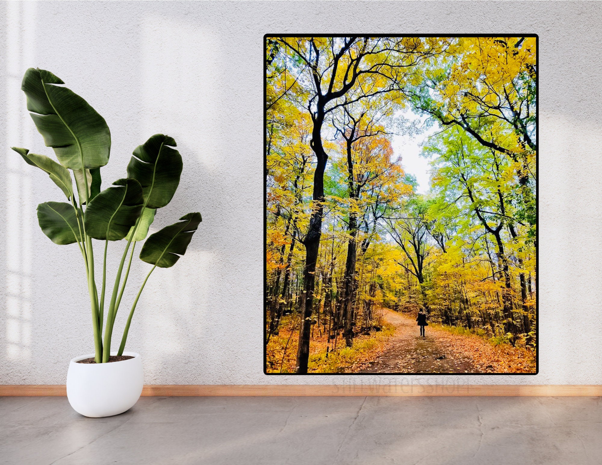 Printable Forest Road Art, Printable Fall Landscape, Autumn in the ...