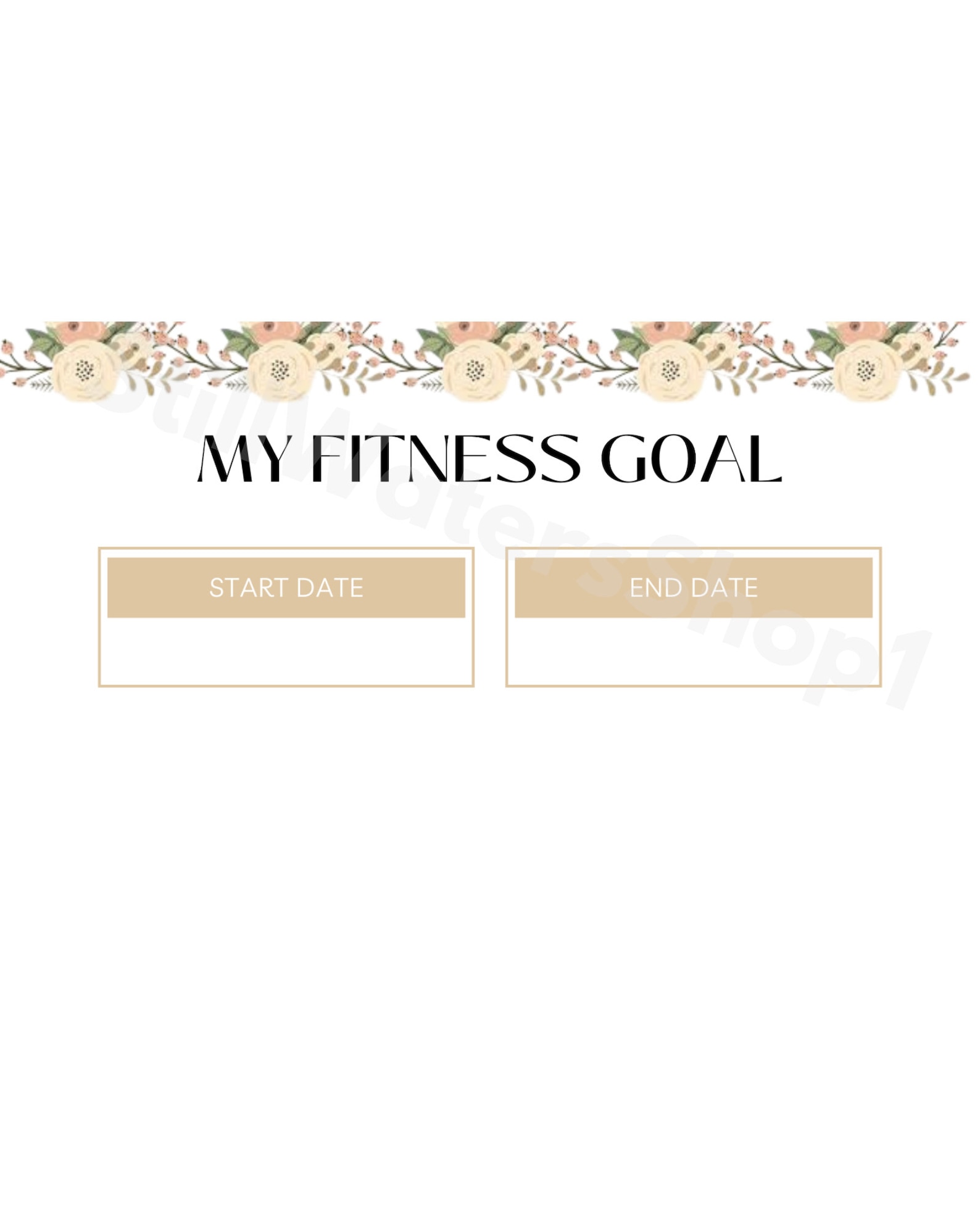 My Fitness Goal Printable, Weight Loss Motivation Print, Start Habits ...