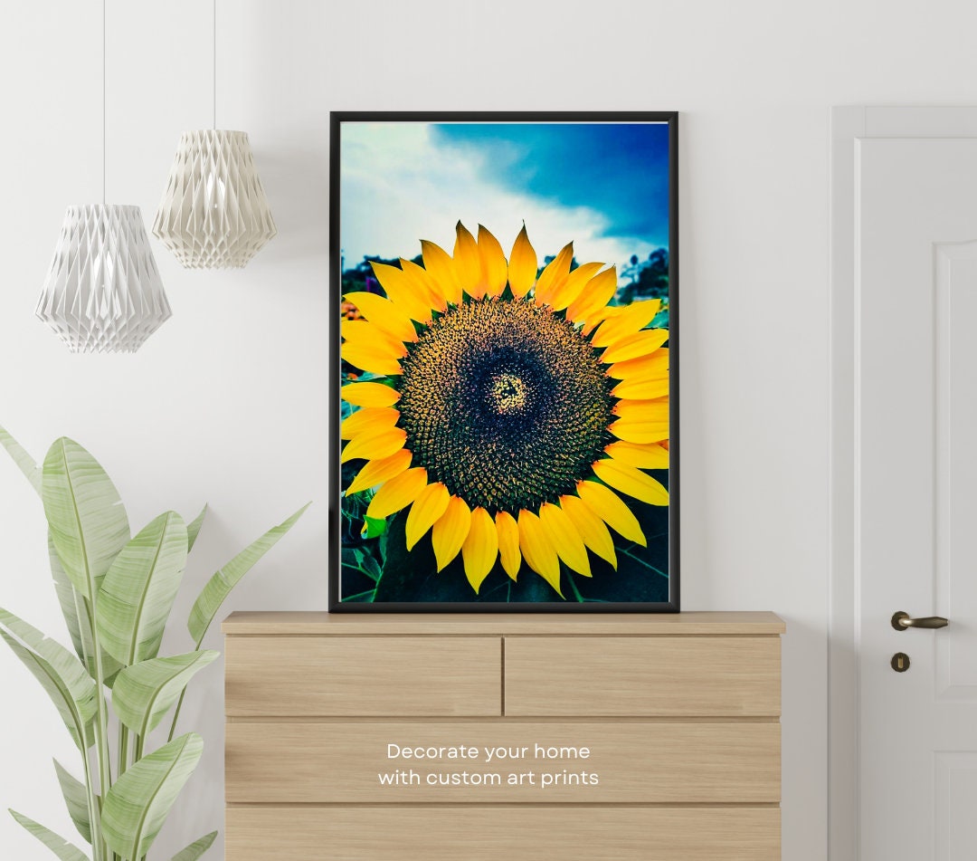 Bright Yellow Sunflower Print, Printable Field of Sunflower, Cheerful ...