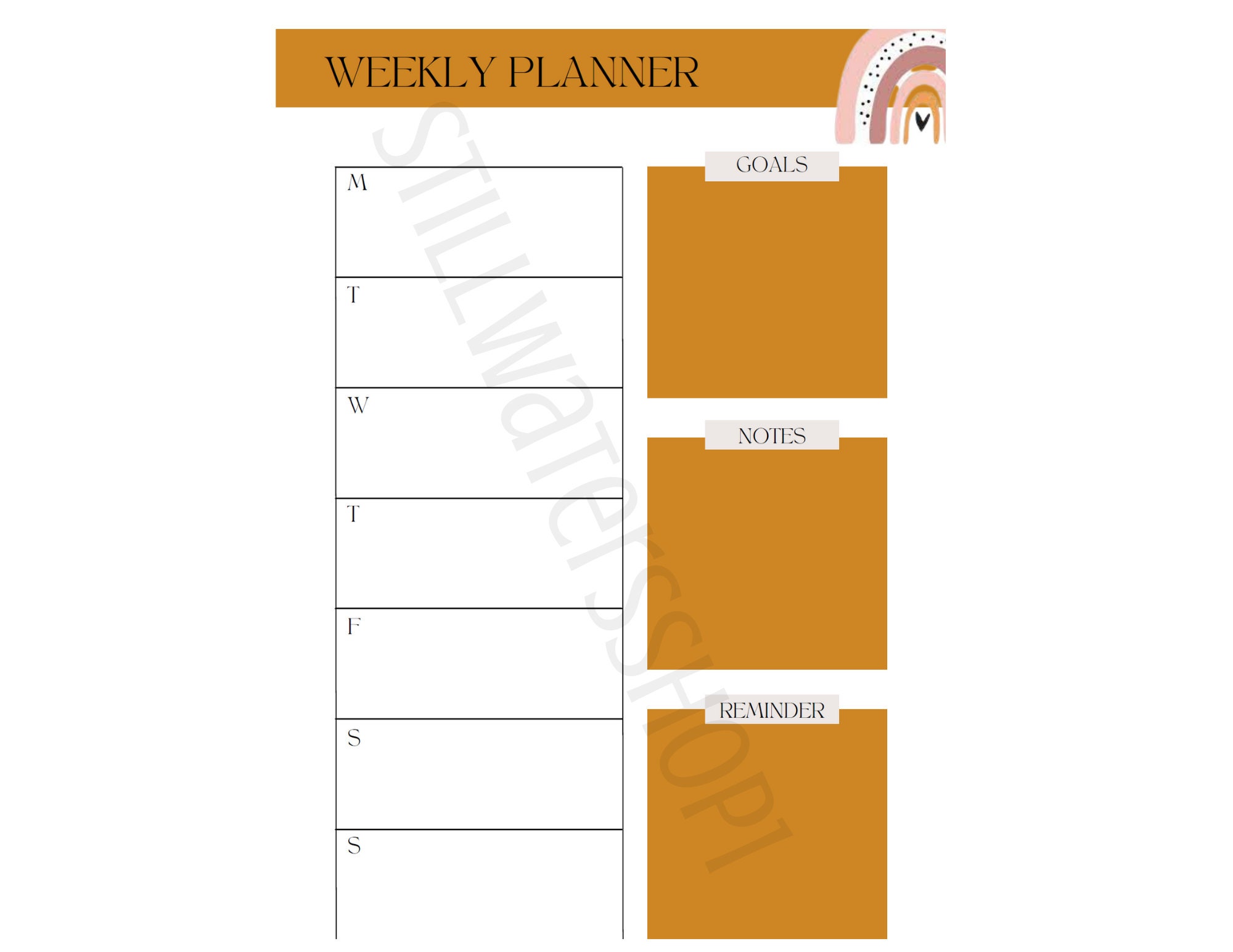 BOHO Rainbow Printable Weekly Schedule, Brown and Beige Earthtone ...