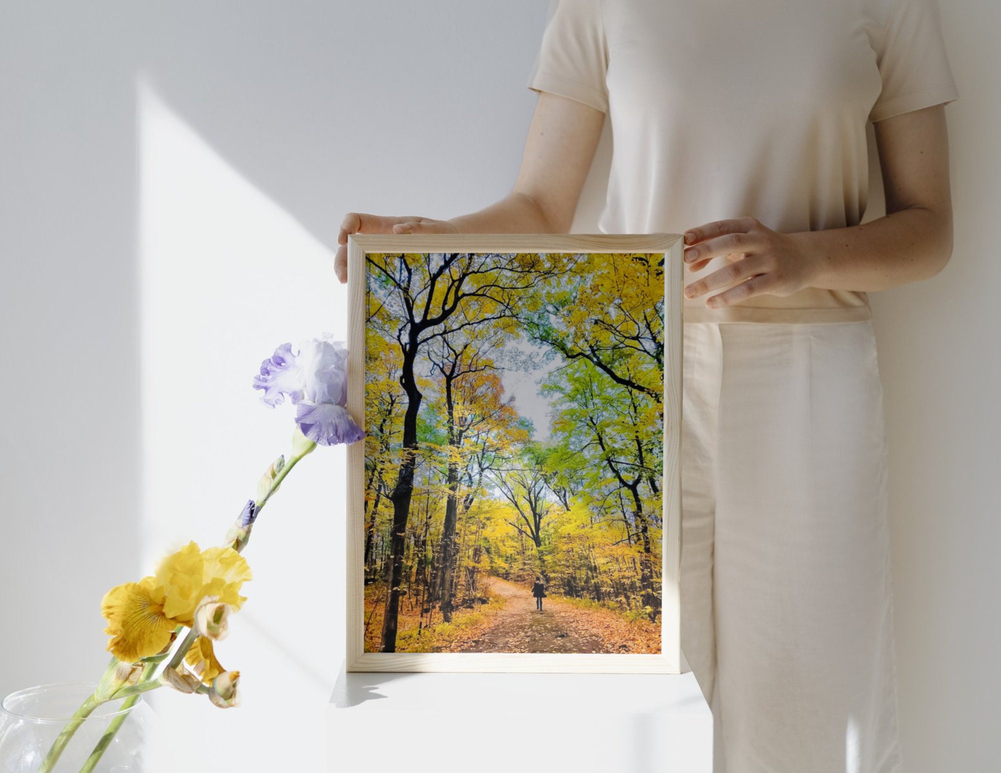 Printable Forest Road Art, Printable Fall Landscape, Autumn in the ...