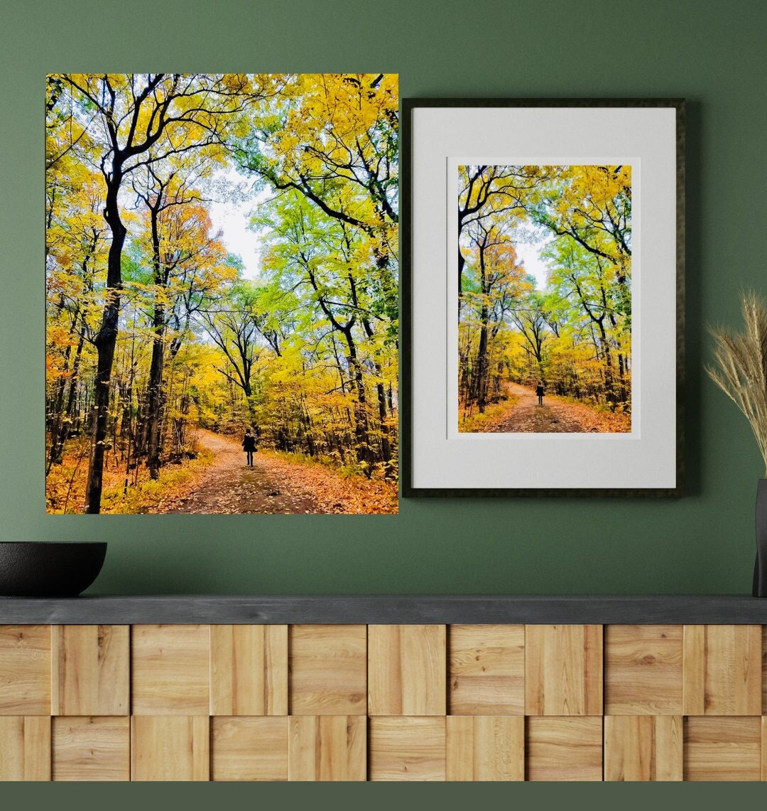 Printable Forest Road Art, Printable Fall Landscape, Autumn in the ...