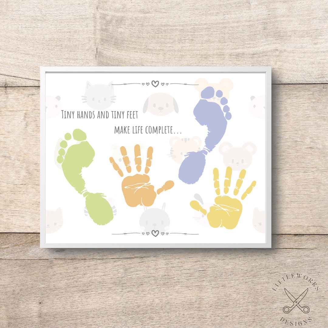 Editable Handprint and Footprint Card/ Baby Handprints/ Baby Keepsake ...