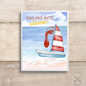 Editable Sailboat Handprint Craft/ DIY Gift From Kid/ Baby Gift/ Summer ...