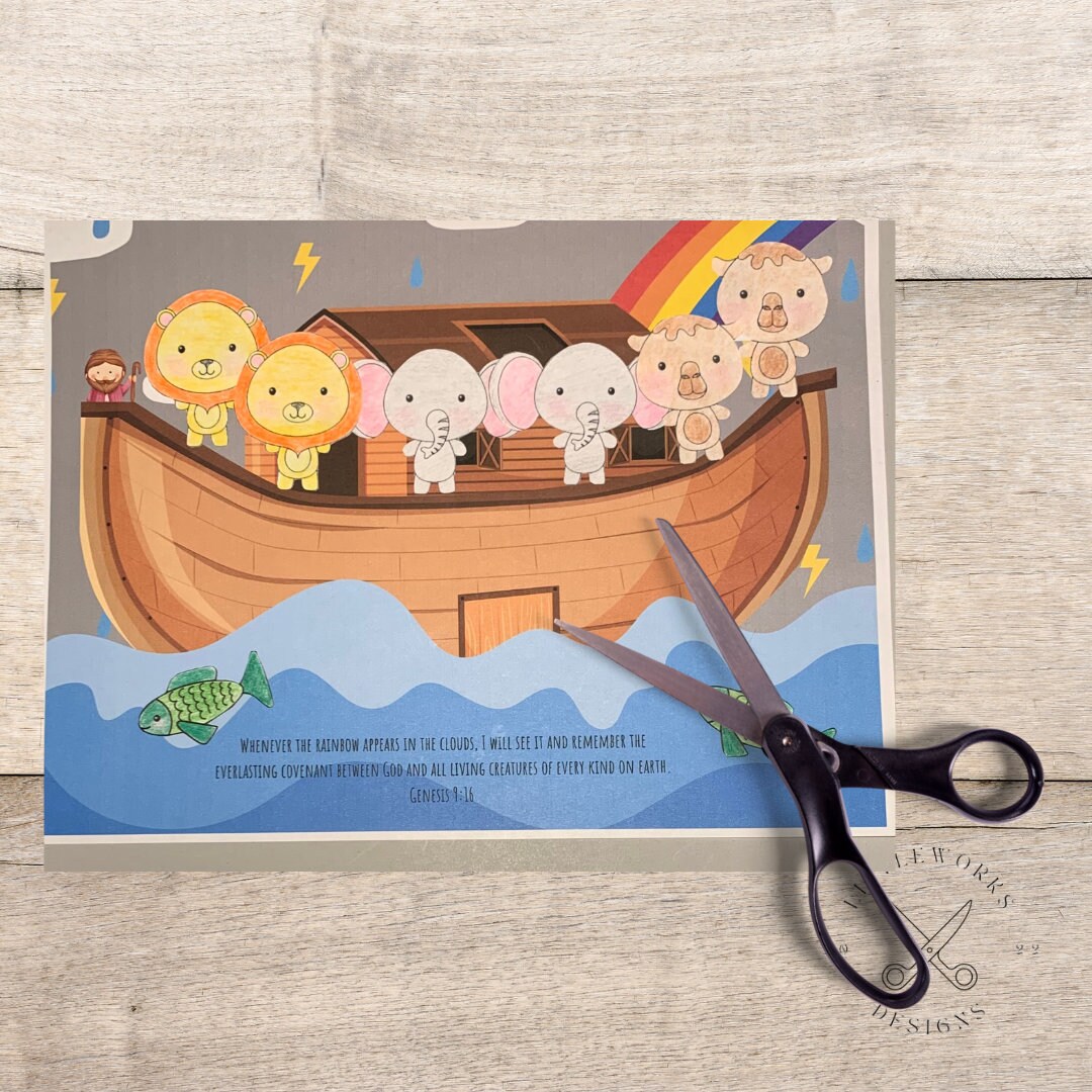 Noah's Ark Sunday School Activity/ Cut and Paste/ Coloring Page/ Noah's ...