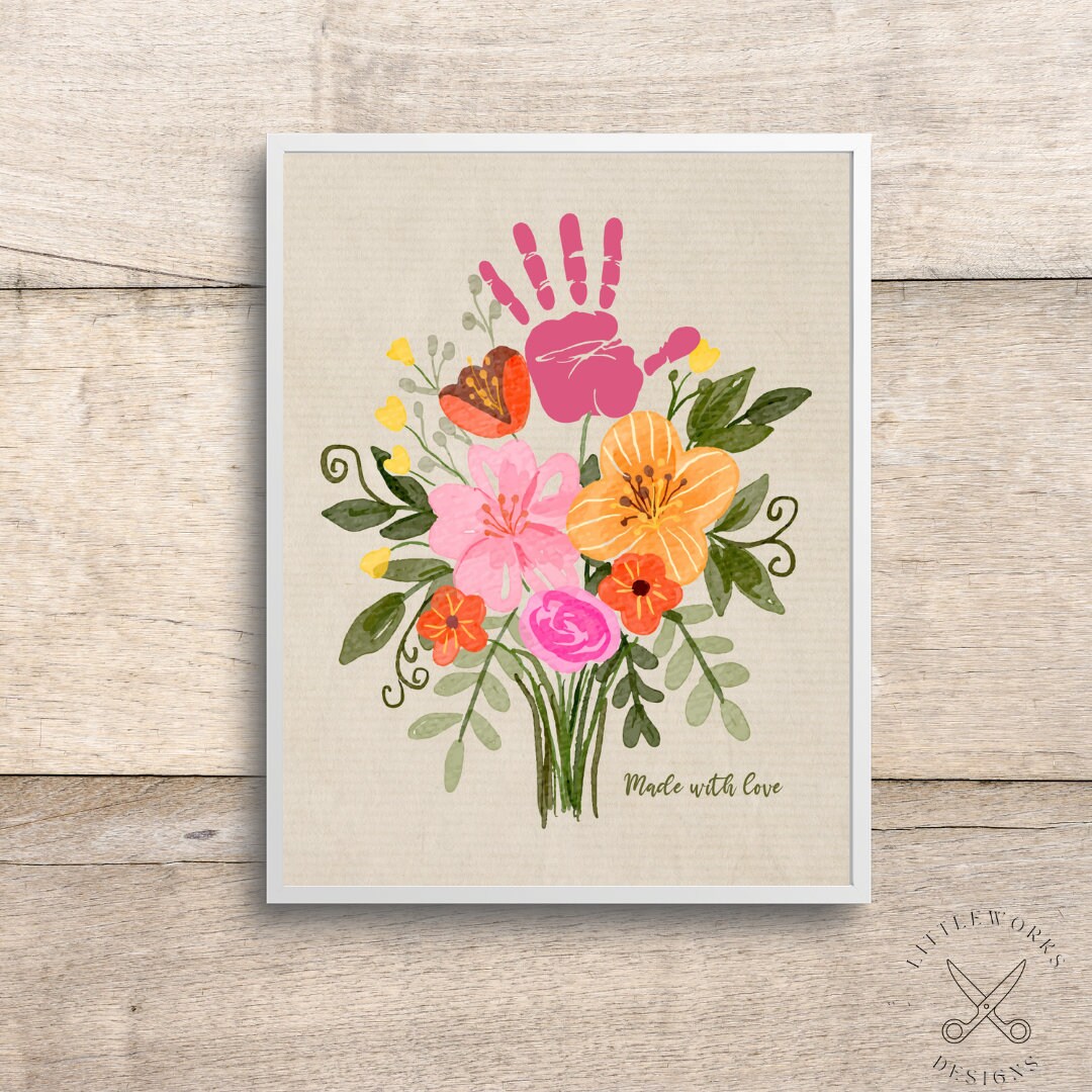 Editable Flower Handprint Art: DIY Kid Gift (digital Download) - Etsy