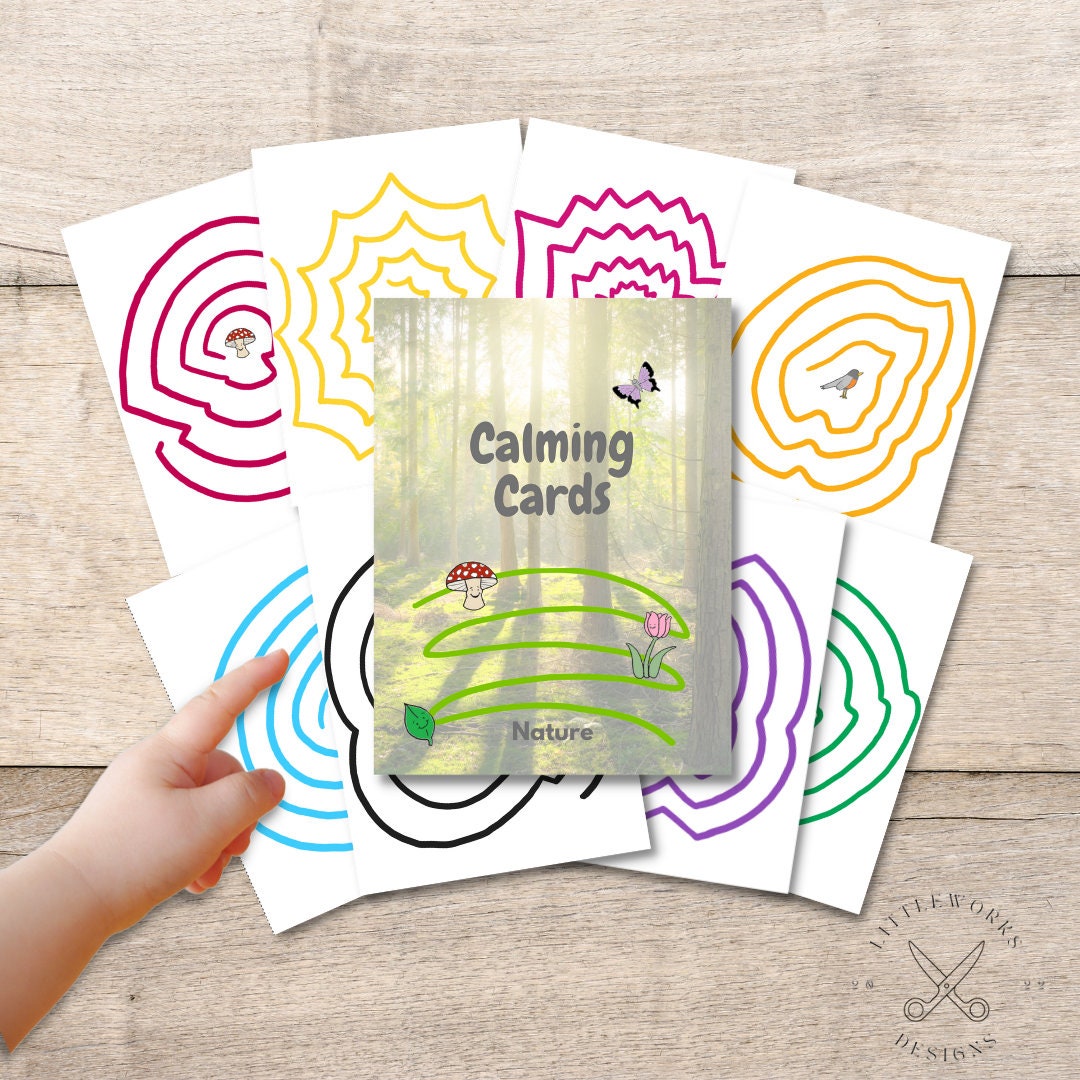 Finger Tracing Calming Cards/ Printable Calm Down Flash Cards/ Calm ...