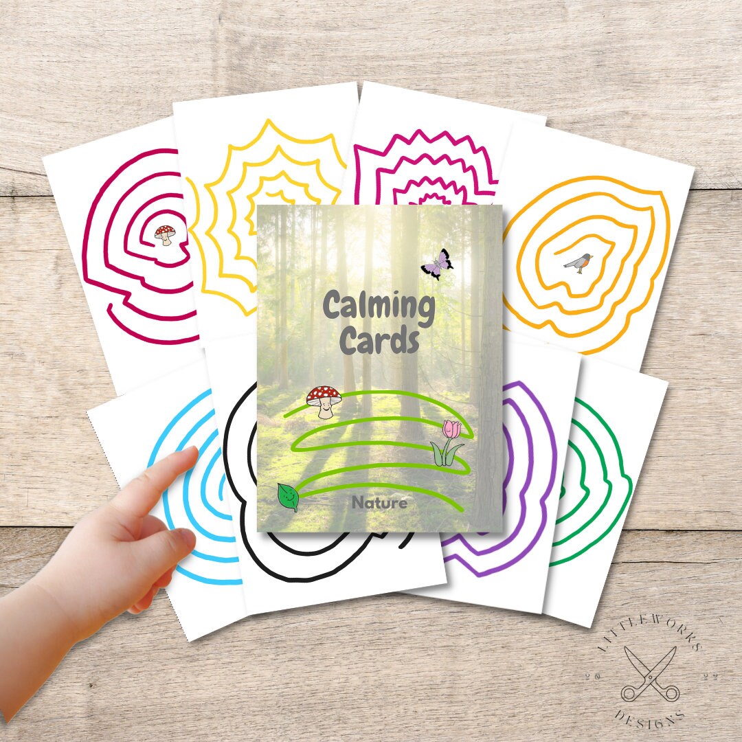 Finger Tracing Calming Cards/ Printable Calm Down Flash Cards/ - Etsy