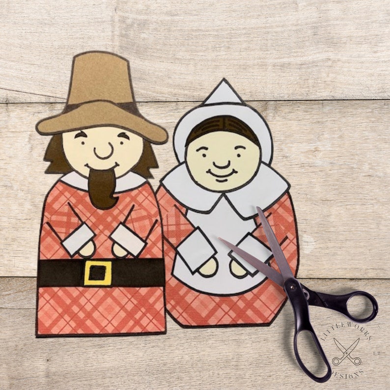 Printable Pilgrim Cut Out Kit/ DIY Craft for Kids/ Thanksgiving Craft ...