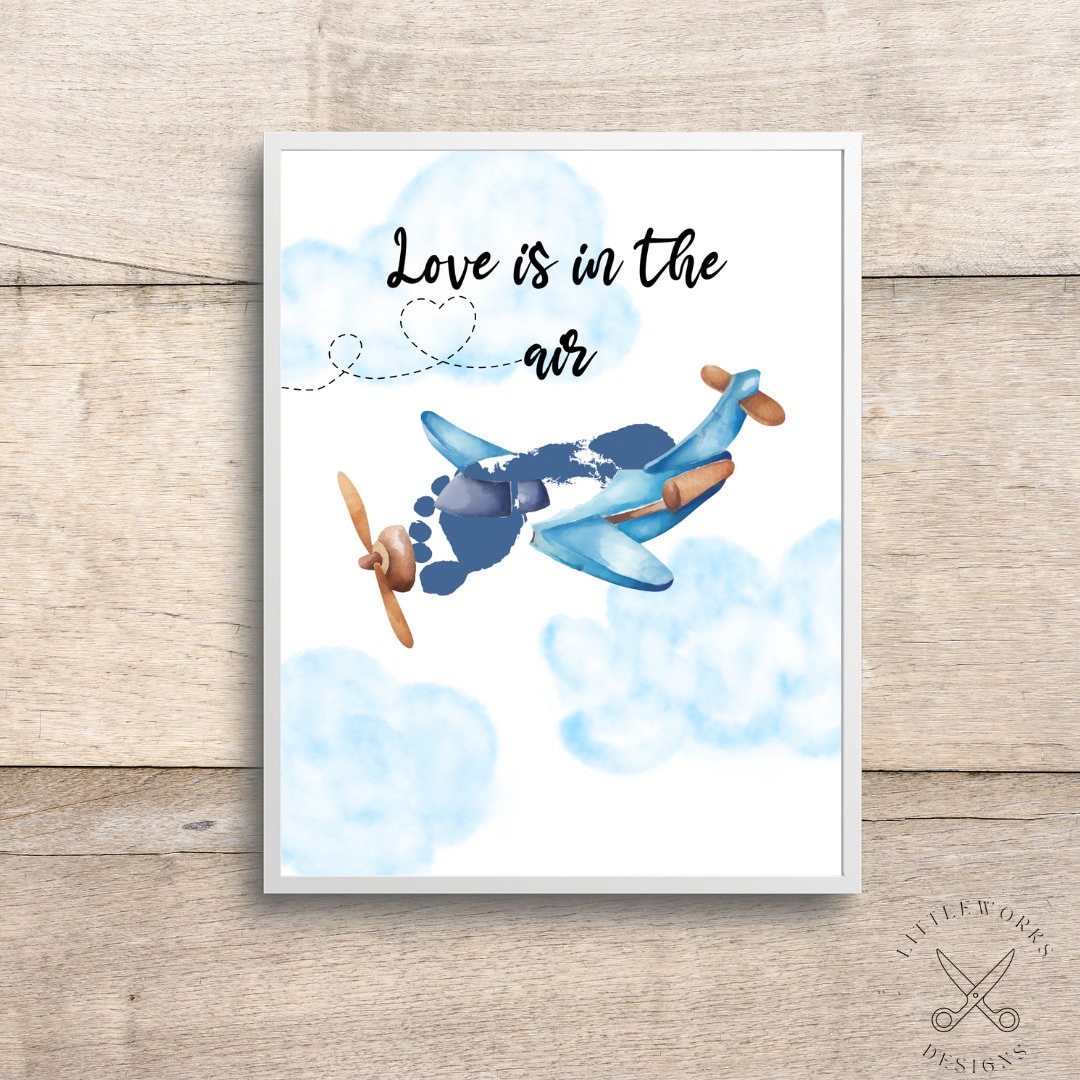 Editable Footprint Airplane Card/ Baby Footprint/ DIY Gift From Kid - Etsy