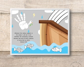 Noah's Ark Handprint Craft, Bible Activities Sunday School Art ...