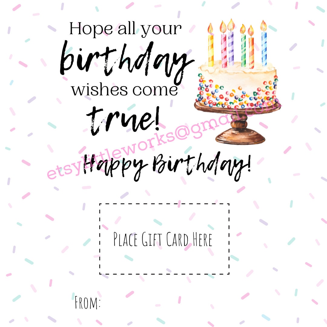 Editable Birthday Gift Card Holder: Printable Template (digital ...