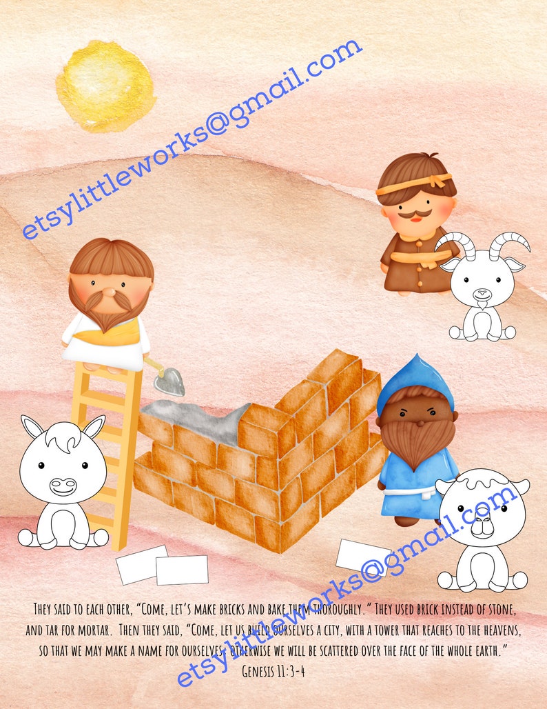 Tower of Babel Fingerprint Craft/ Paper Craft/ Sunday School - Etsy