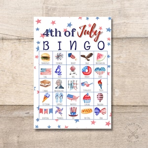 Printable Fourth of July Bingo/ Patriotic Bingo Game/ Party Game for ...
