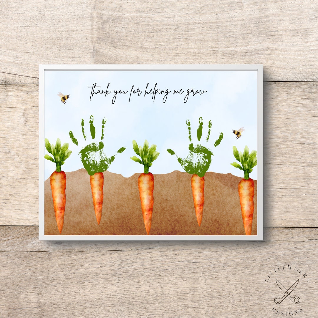 DIY Handprint Carrot Garden Card: Kid's Thank You Gift (digital ...