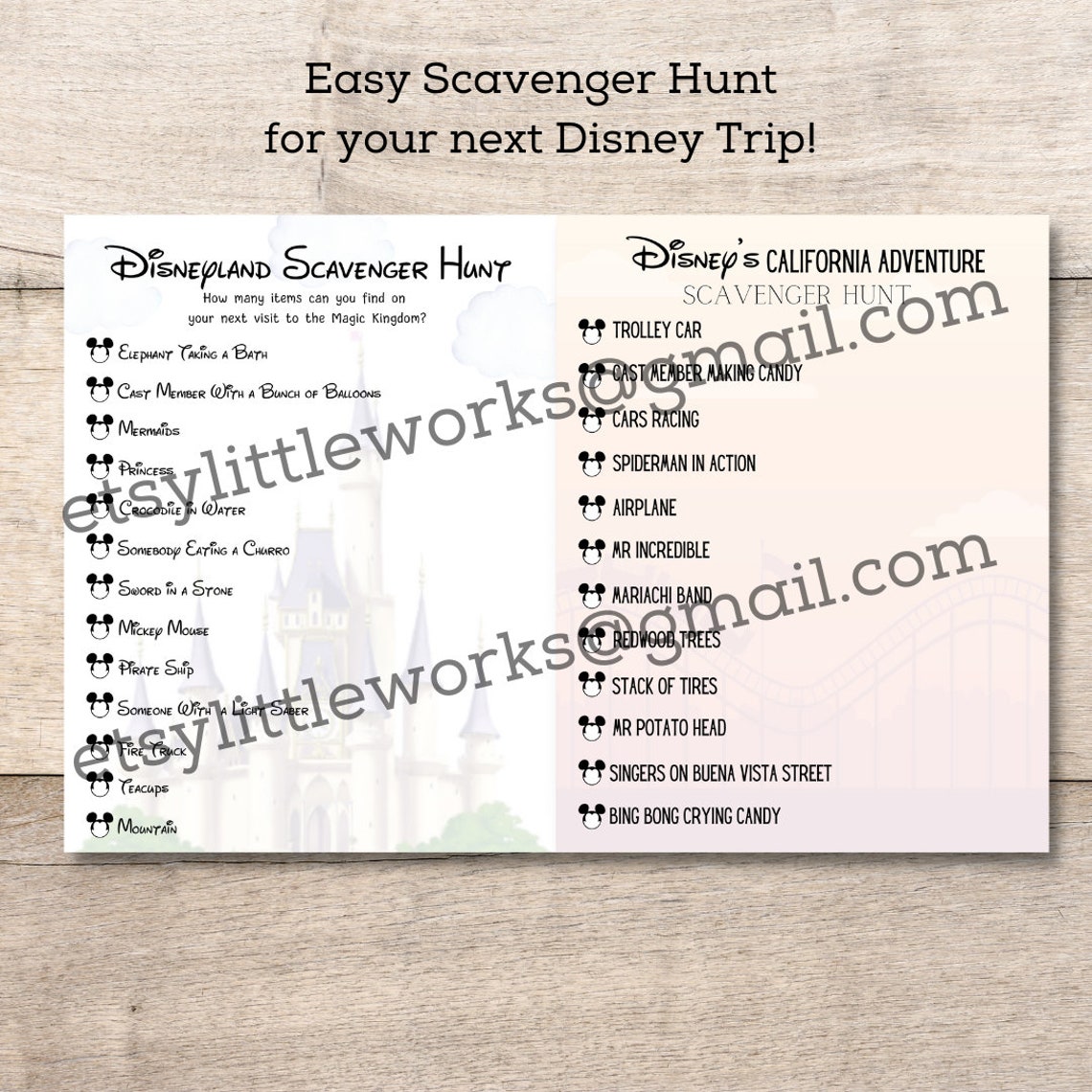 Disneyland Scavenger Hunt for Kids/ Printable Game/ Kids Game - Etsy