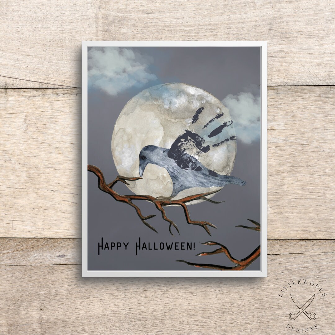Editable Halloween Crow Handprint Art/ DIY Gift From Kid/ Baby ...