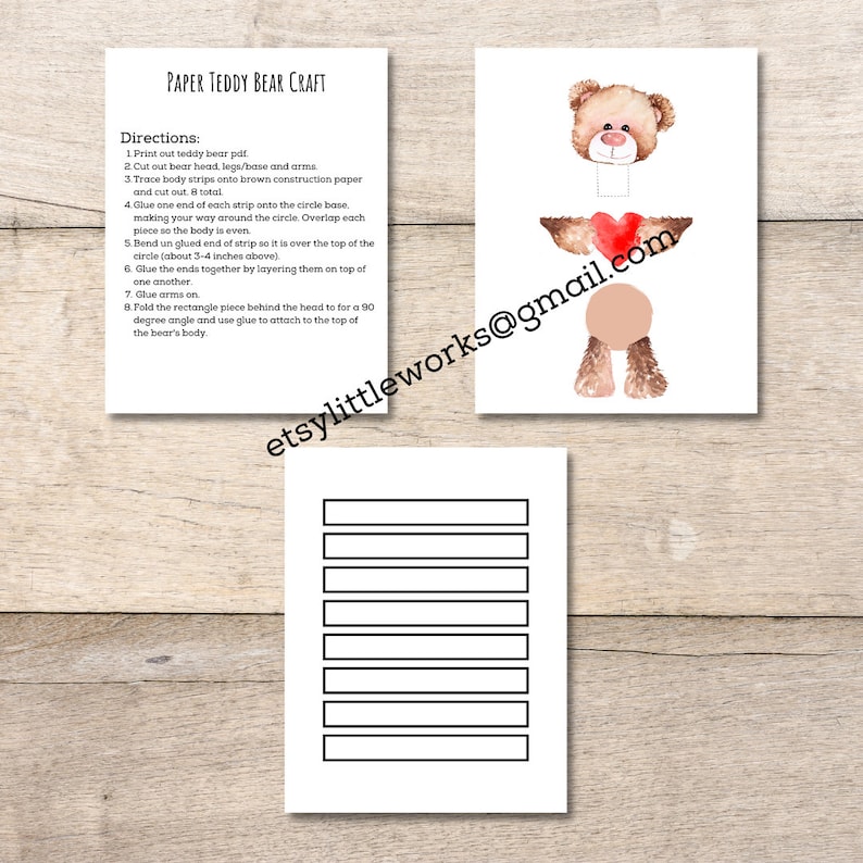 Printable DIY Teddy Bear Craft for Kids/ Kindergarten Craft/ - Etsy