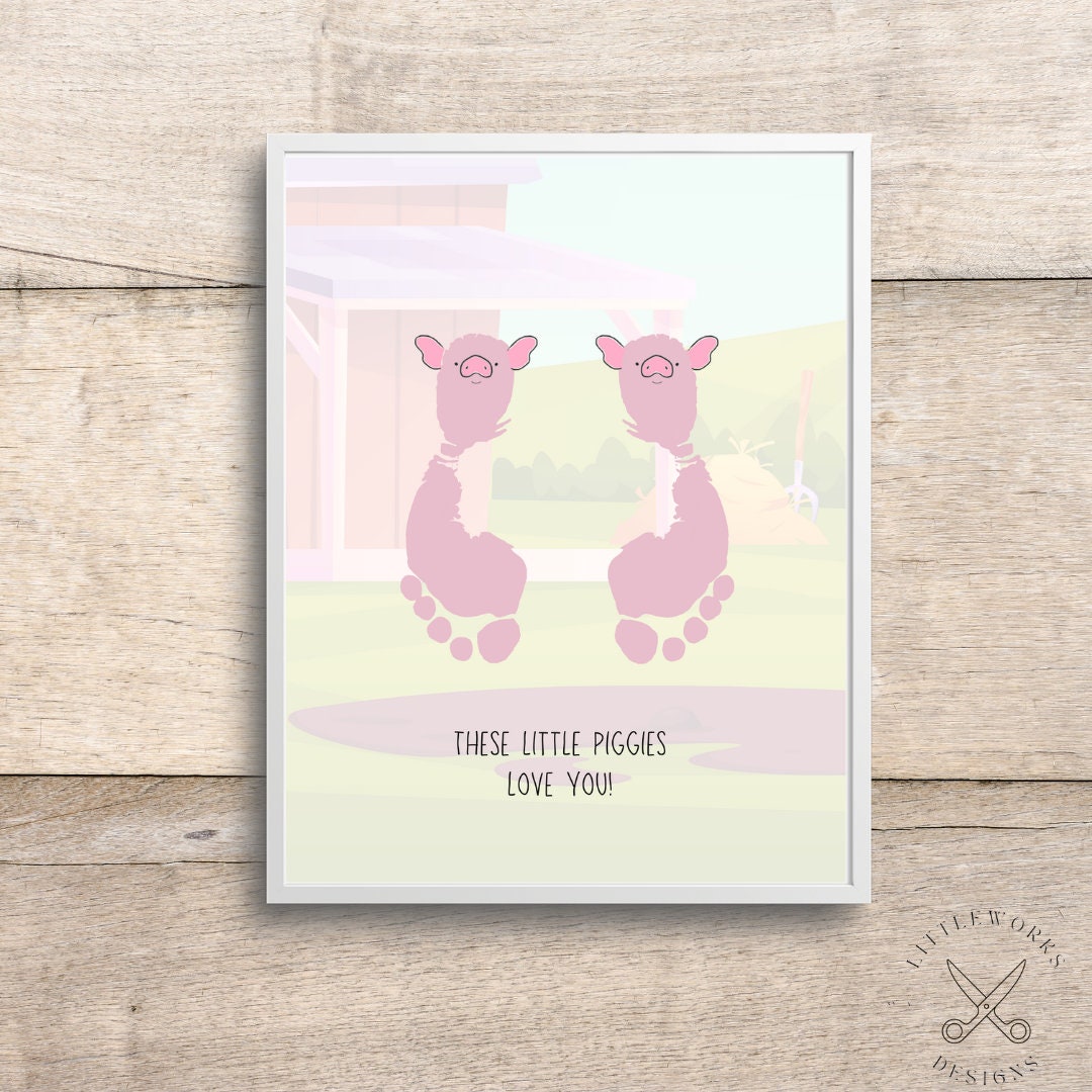 Editable Little Pig Footprint Art/ Baby Footprints/ DIY Gift From Kid ...