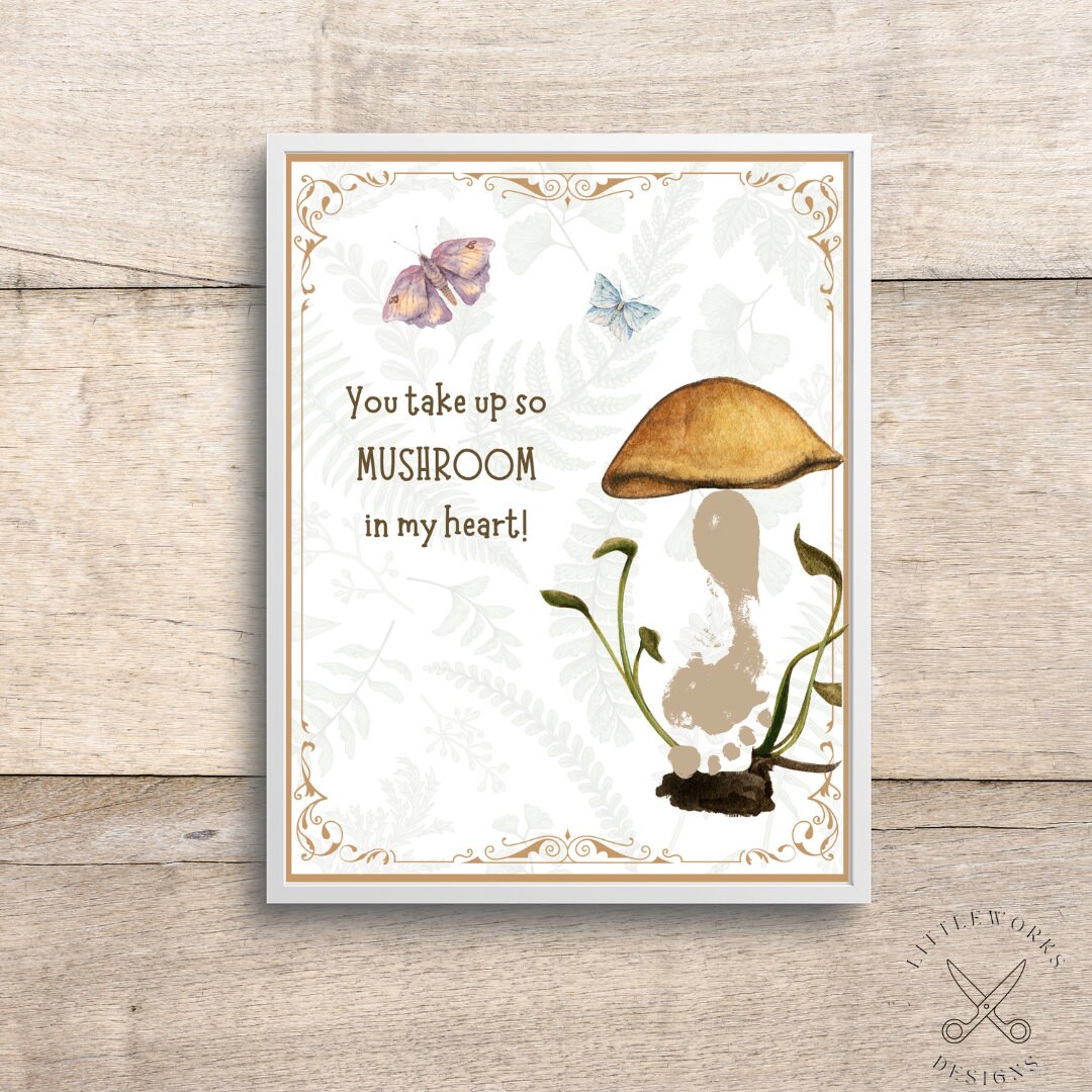 Editable Footprint Mushroom Card/ Baby Handprint Craft/ Card Memory DIY ...