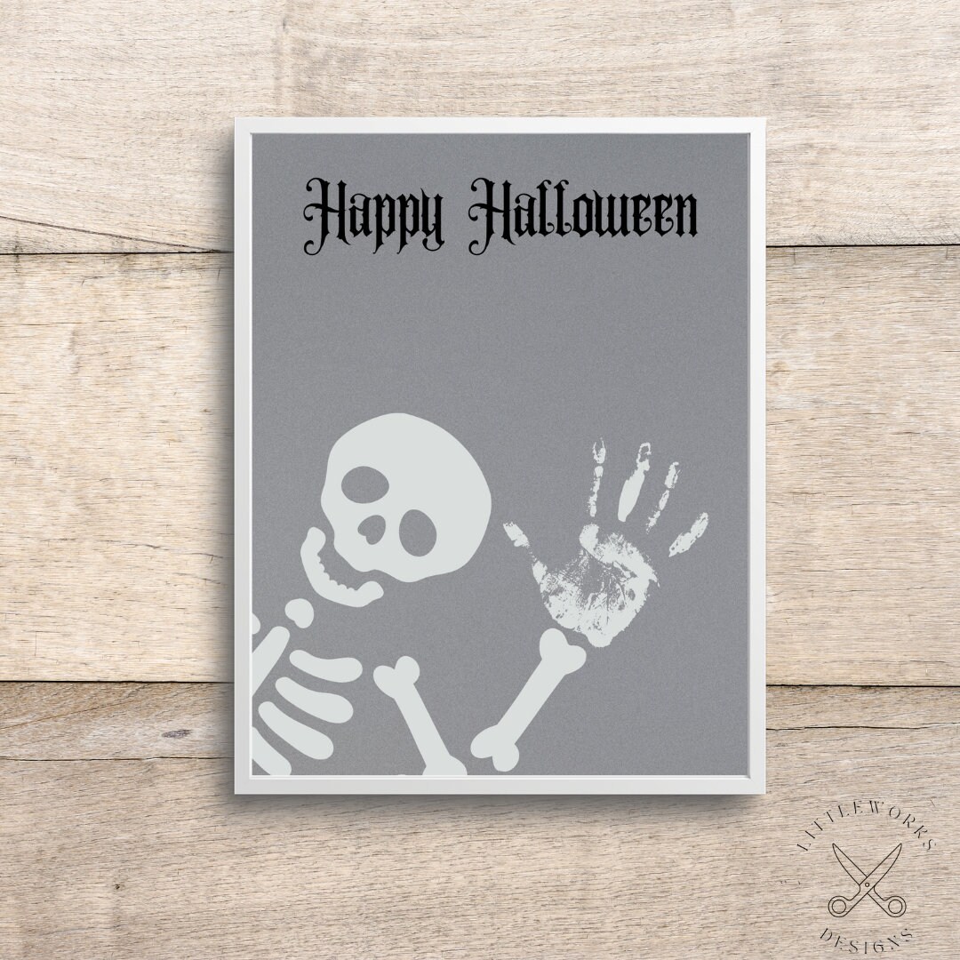 Editable Halloween Skeleton Handprint Art/ DIY Gift From Kid/ Baby ...