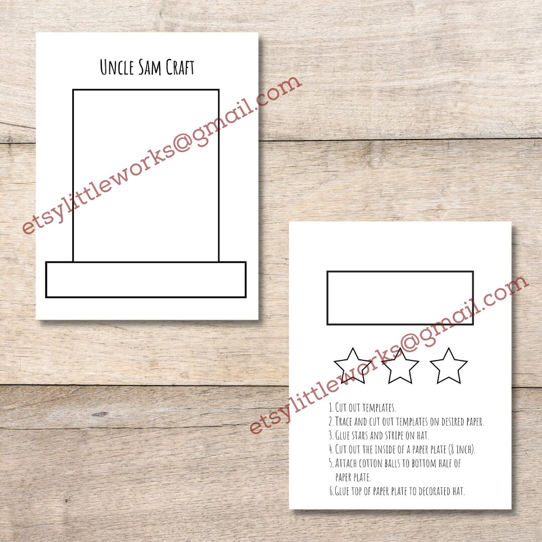 Printable Uncle Sam DIY Craft for Kids/ 4th of July Craft/ Patriotic ...
