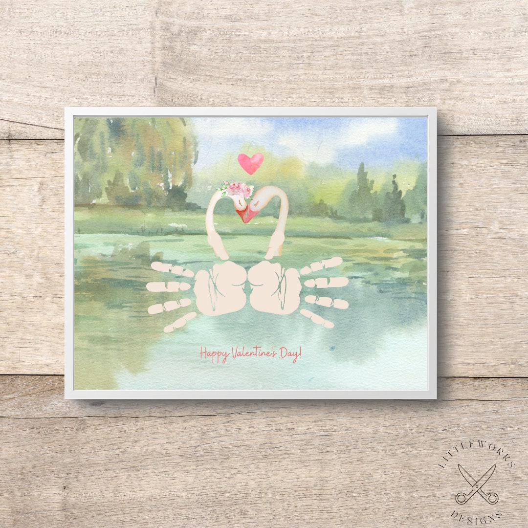 Editable Handprint Swan Card/ Valentine's Day Card/ Baby Handprints ...
