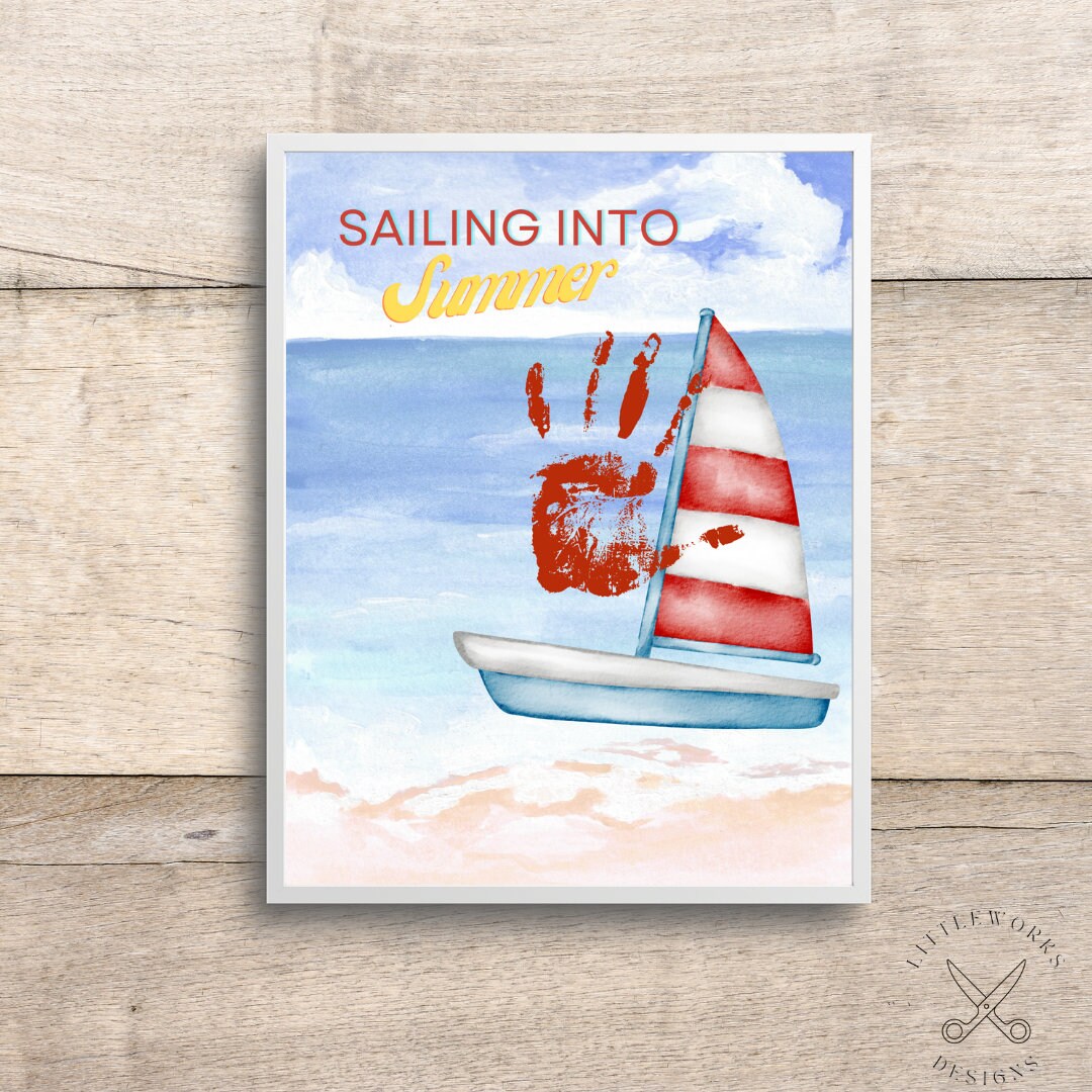 Editable Sailboat Handprint Craft/ DIY Gift From Kid/ Baby Gift/ Summer ...