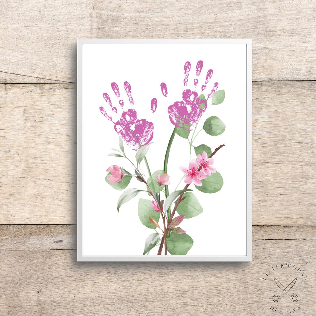 Editable Pink Floral Handprint Art/ Handprint Craft/ Preschool Craft ...