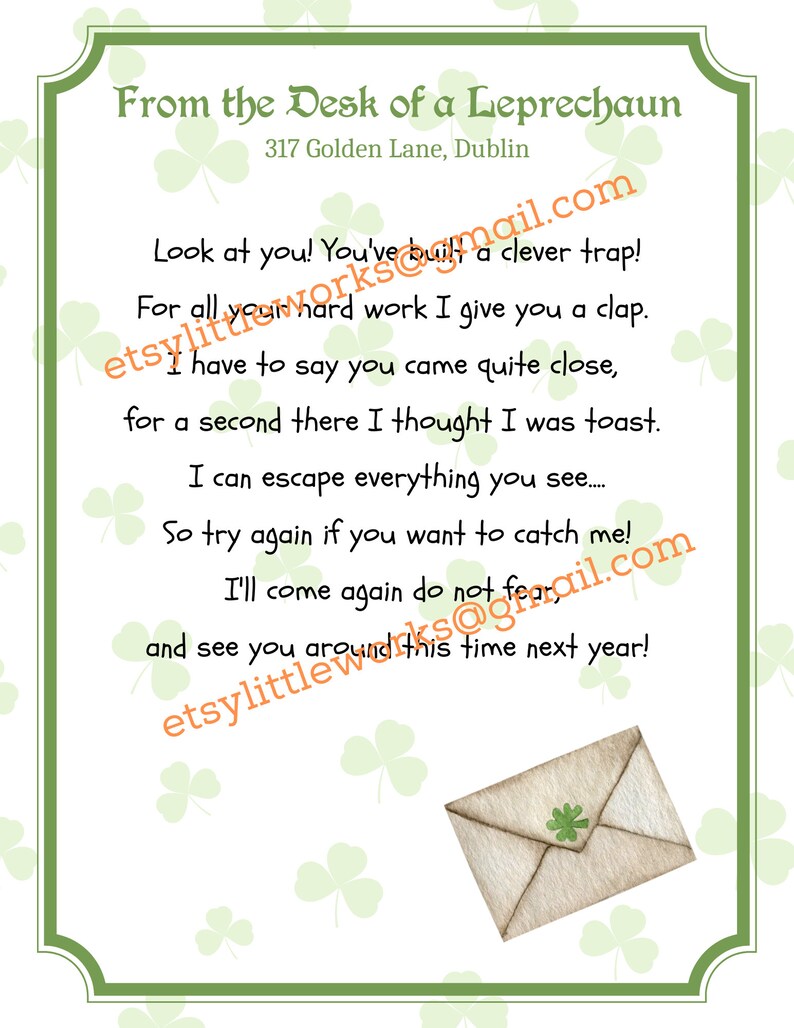 Editable Leprechaun Letter/ St. Patrick's Day/ Leprechaun Trap/ Holiday ...