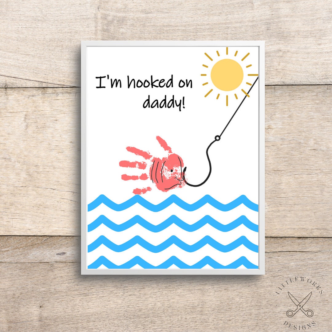 Editable Father's Day Fishing Card/ Baby Handprint/ Father's Day Craft ...