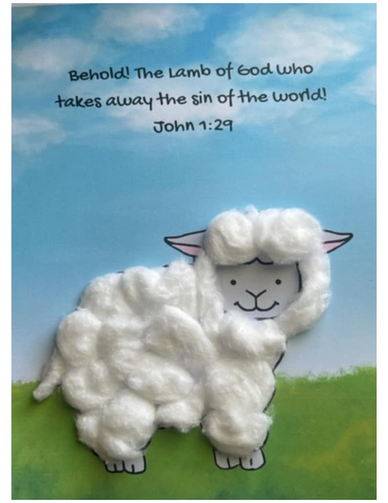 Lamb of God Cotton Ball Craft: Easter Sunday School Art (digital ...