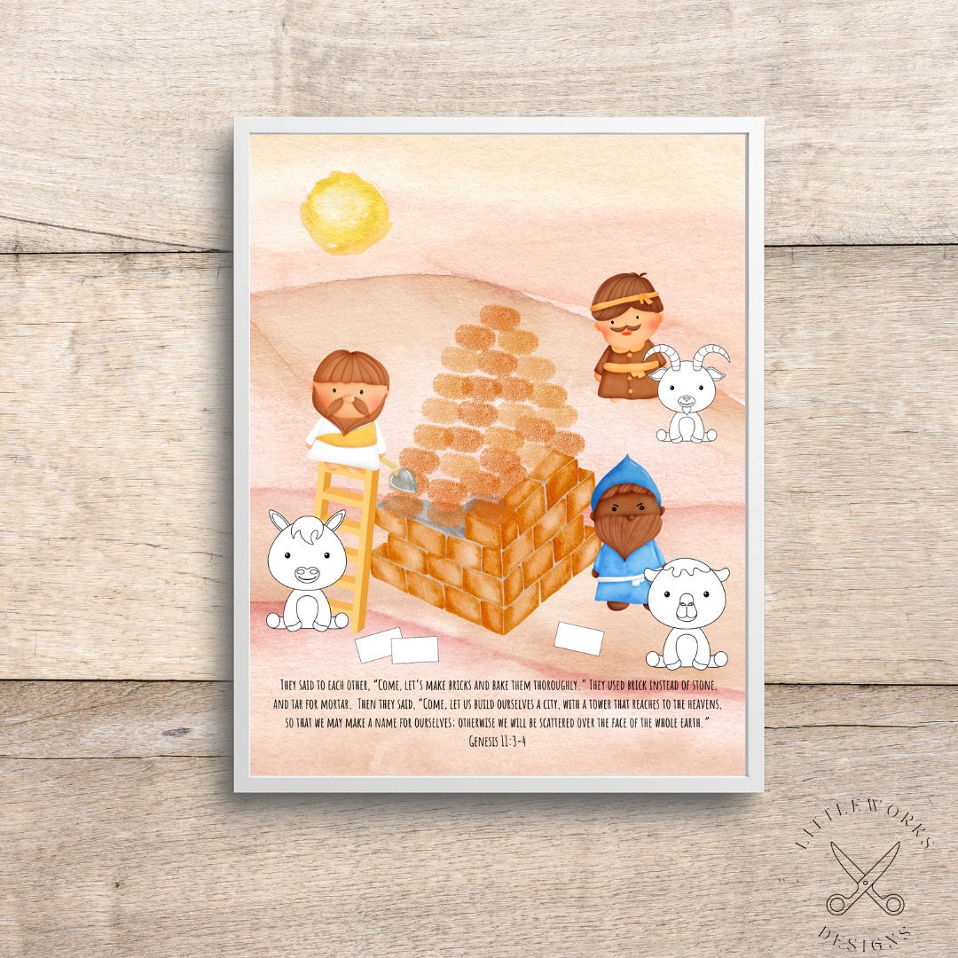 Tower of Babel Fingerprint Craft/ Paper Craft/ Sunday School Craft ...